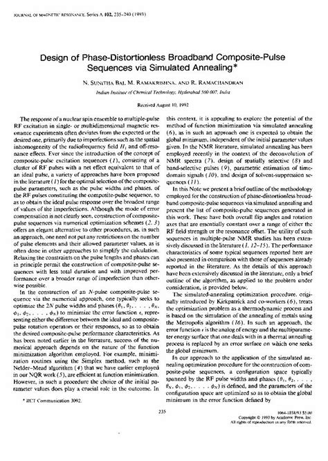 Pdf Design Of Phase Distortionless Broadband Composite Pulse Sequences Via Simulated Annealing