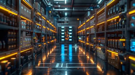 Futuristic Warehouse With Automated Storage Systems Generative Ai Premium Ai Generated Image