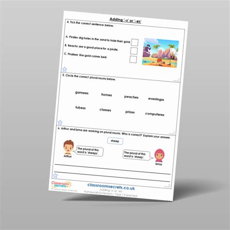 Year 1 Adding S Or Es Homework Resource Classroom Secrets