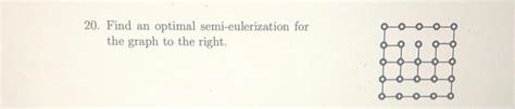 Solved 20 Find An Optimal Semi Eulerization For The Graph