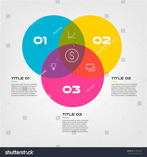Venn Diagram Infographics Three Circle Design Stock Vector 618948680 Shutterstock