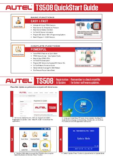 Autel Maxitpms Ts508 User Manual And Quick Guide Tpms Programming