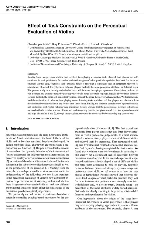 pdf effect of task constraints on the perceptual evaluation of violins
