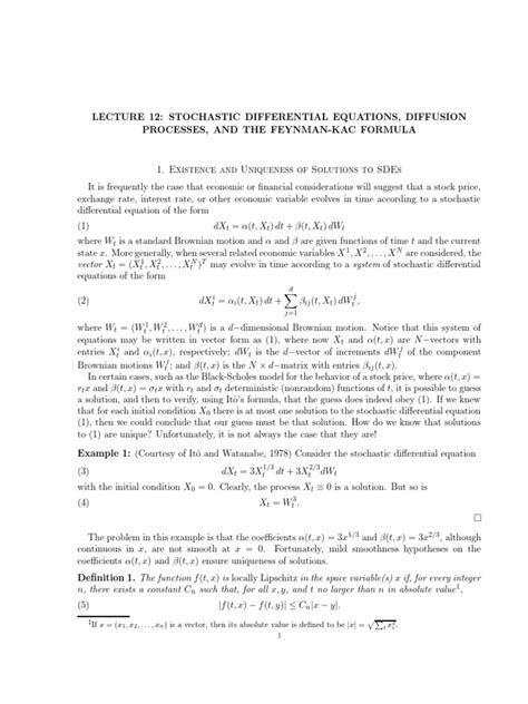 Feynman Kac Theorem Pdf Stochastic Differential Equation Brownian Motion