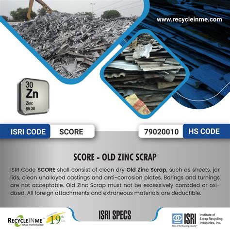 Isri Code Score Old Zinc Scrap