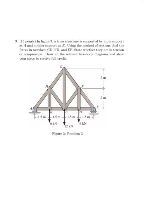 solved 3 15 points in figure 3 a truss structure is