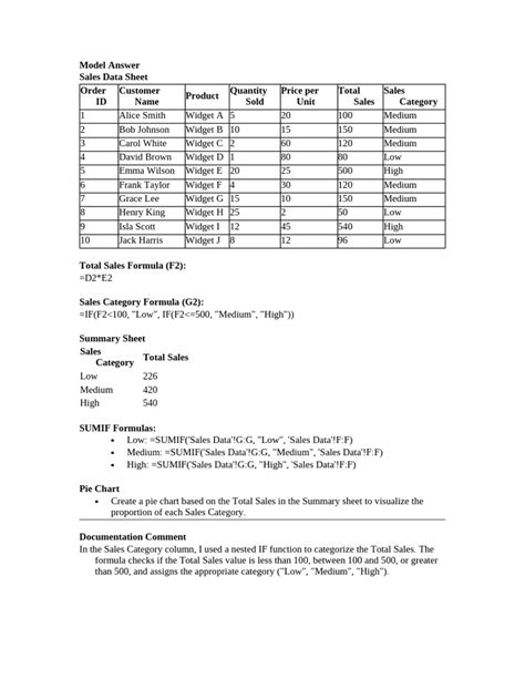 Practical Excel Exercise Answer Pdf