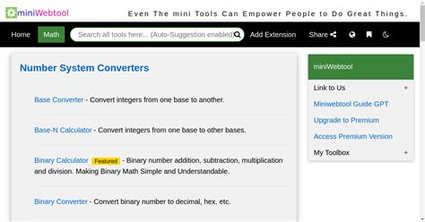 Online Tools And Calculators Number System Converters