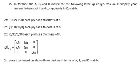 Determine The A B And D Matrix For The Following Chegg