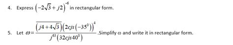 Solved Basic Operations And Integer Powers Of Complex Chegg