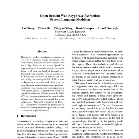 Open Domain Web Keyphrase Extraction Beyond Language Modeling Acl