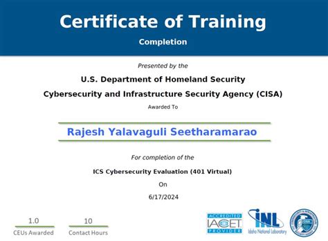 Completed Ics Training By Cisa Rajesh Y S Cisa Cciso Posted On The Topic Linkedin