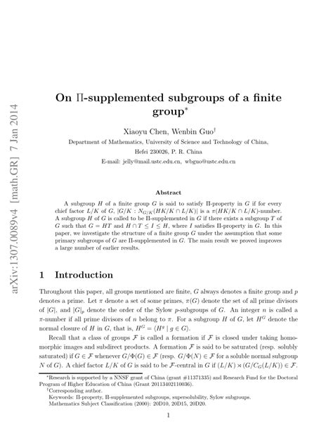 Pdf On Pi Supplemented Subgroups Of A Finite Group