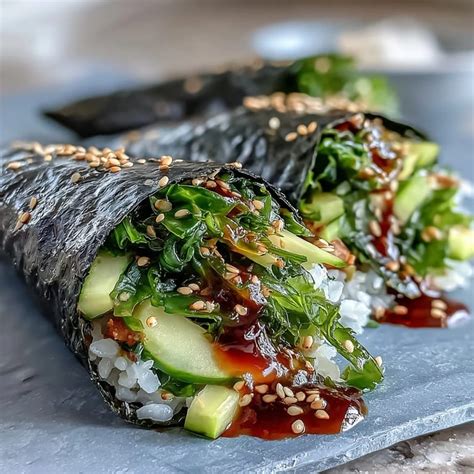 Fresh Seaweed Salad Sushi Hand Rolls