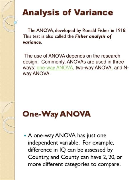 Analysis Of Variance Pptx Generyn Report Pdf