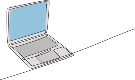 One Continuous Line Drawing Of Laptop Unit For Working At Home