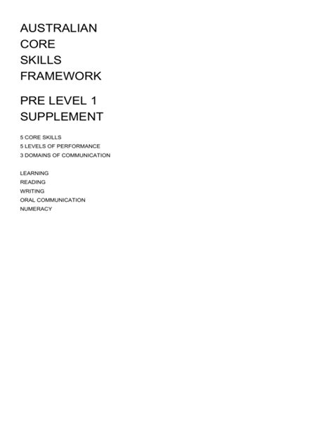 Australian Core Skills Framework Department Of Education And
