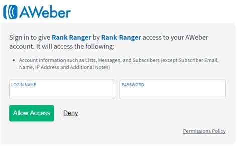 aweber email marketing data integration rank ranger