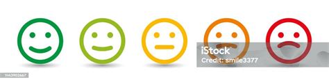 감정 얼굴 평가 슬프고 행복한 기분 아이콘 이모티콘 색상의 평면 아이콘 만족도 감정의 형태로 피드백 벡터 그림 Brand Name Online Messaging