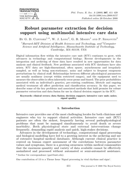 Robust Parameter Extraction For Decision Support Using Multimodal