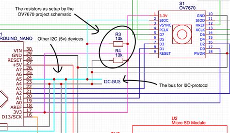why does this schematic send 3 3v with 10k resistors into the i2c bus