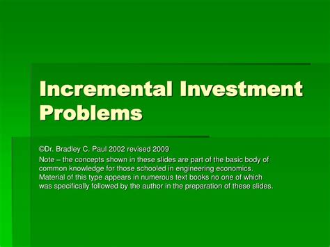 ppt incremental investment problems powerpoint presentation free