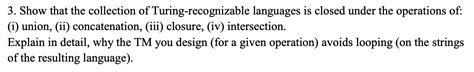 Solved 3 Show That The Collection Of Turing Recognizable