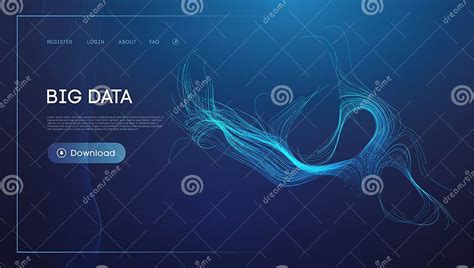 Abstract Data Stream Visualization In Blue With Flowing Lines Stock Vector Illustration Of