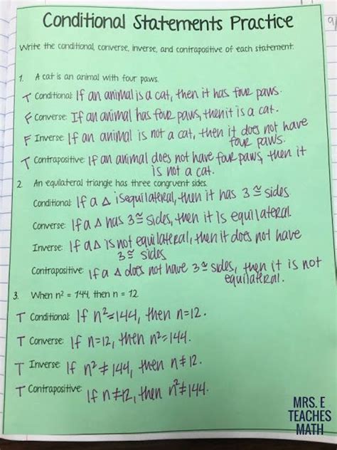 Conditional Statements Geometry Worksheets With Answers