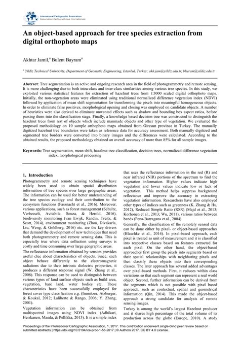 PDF An Object Based Approach For Tree Species Extraction From Digital Orthophoto Maps