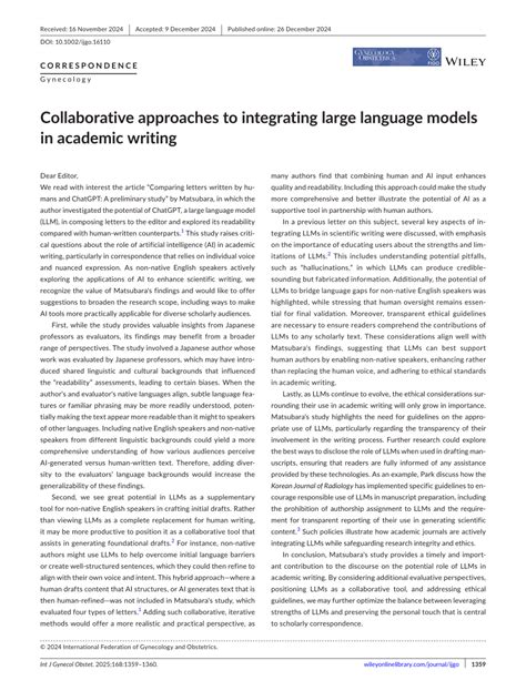 Collaborative Approaches To Integrating Large Language Models In Academic Writing Request Pdf