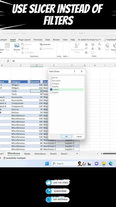 Using Slicer Intead Of Filters Excel Excelformulas Exceltips Youtube