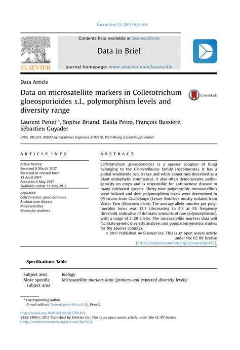 Pdf Isolation And Amplification Of Microsatellite Markers In Colletotrichum Gloeosporioides S