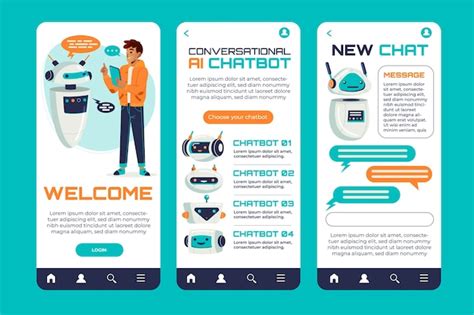 Premium Vector Flat Conversational Ai Chatbot App Design Template Set