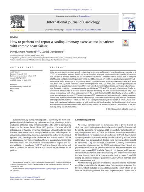 How To Perform And Report A Cardiopulmonary Exercise Test In Patients