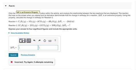 solved part a click the ah is an extensive property that was