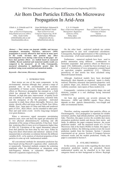 Pdf Air Born Dust Particles Effects On Microwave Propagation In Arid Area