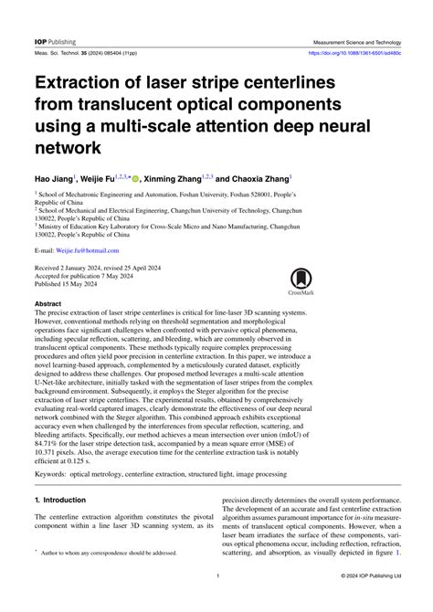 Extraction Of Laser Stripe Centerlines From Translucent Optical