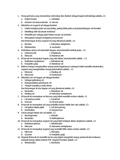 Tugas Latihan Soal Sel Pdf