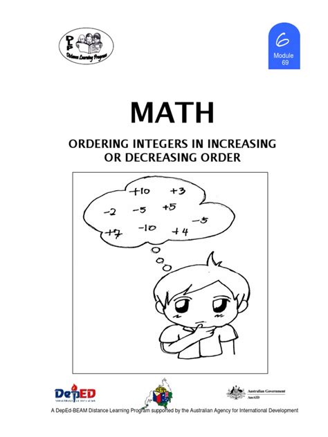 Math 6 Dlp 69 Ordering Integers In Increasing Or Decreasing Order Pdf Cognition
