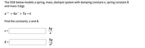 Solved The Ode Below Models A Spring Mass Dashpot System