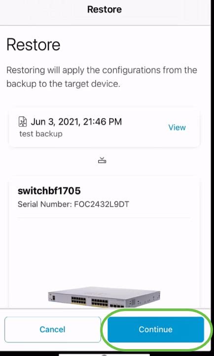 Backup And Restore Using Cisco Business Mobile App Cisco