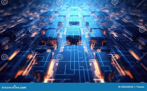 Abstract Technology Background Of A Quantum Computing System With Processor And Electronic