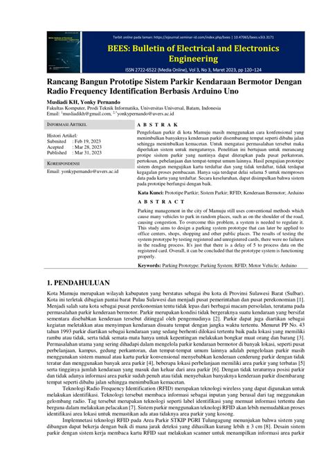 Pdf Rancang Bangun Prototipe Sistem Parkir Kendaraan Bermotor Dengan Radio Frequency