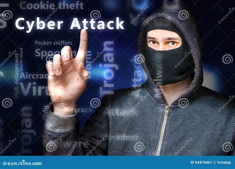 Masked Anonymous Hacker Is Pointing On Cyber Attack Stock Image Image Of Online Data 64474461