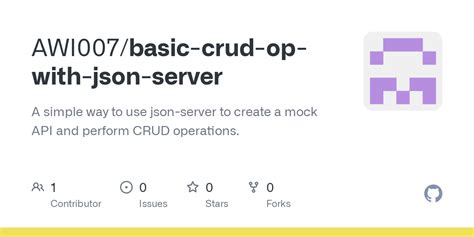 Github Awi007basic Crud Op With Json Server A Simple Way To Use