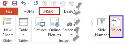 Insert Excel Spreadsheet In PowerPoint 2013