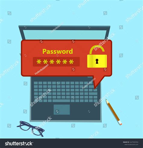 Desktop Computer Unlocked Password Bubble Notification Stock Vector Royalty Free 1627929763