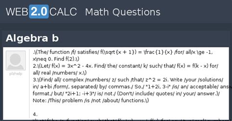 View Question Algebra B
