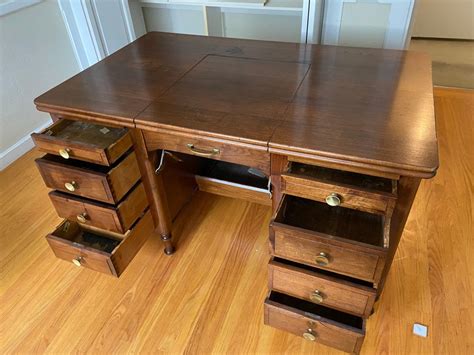 Antique Wooden Typewriter Office Desk Etsy